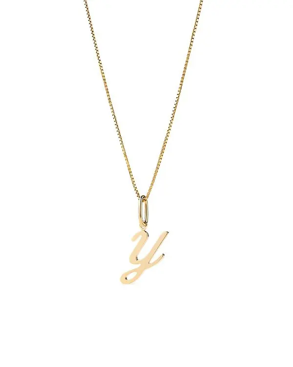 ANA LUISA Solid Yellow Gold Script Letter Necklace - Y