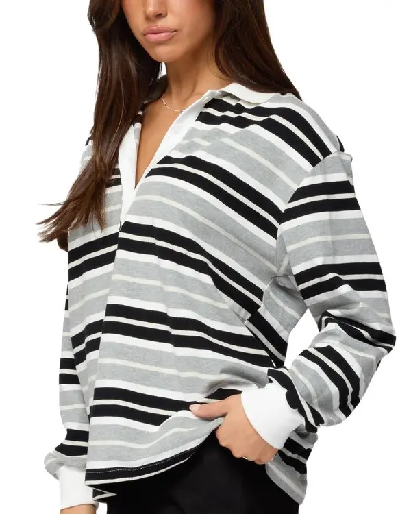 EDIKTED Striped Rugby Shirt - Gray