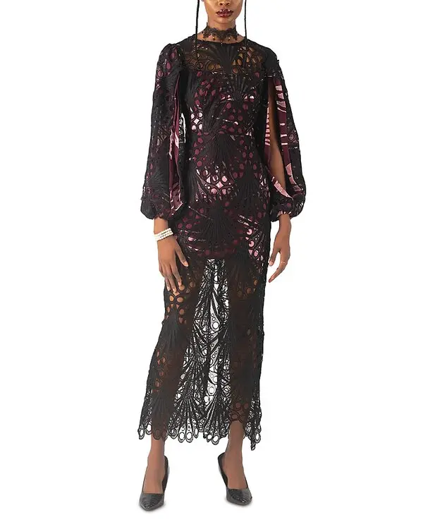 BUSAYO Monife Lace Overlay Split Sleeve Dress