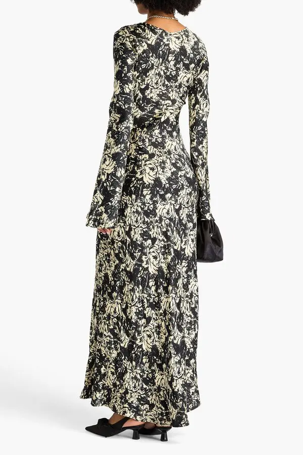 ganni printed satin maxi dress Floral Satin Maxi Dress
