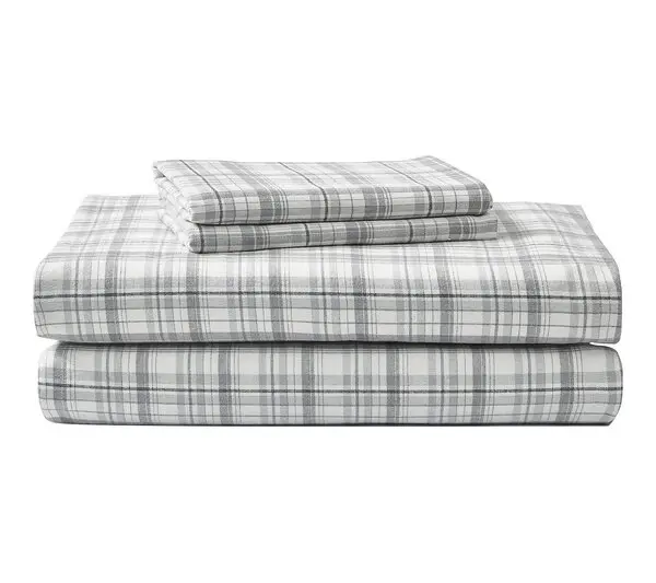 Eddie Bauer Beacon Hill Grey Cotton Twin Sheet Set - One-color