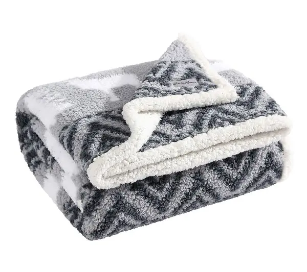Eddie Bauer Woodland Fair Isle Grey Sherpa 50x60 Throw - One-color