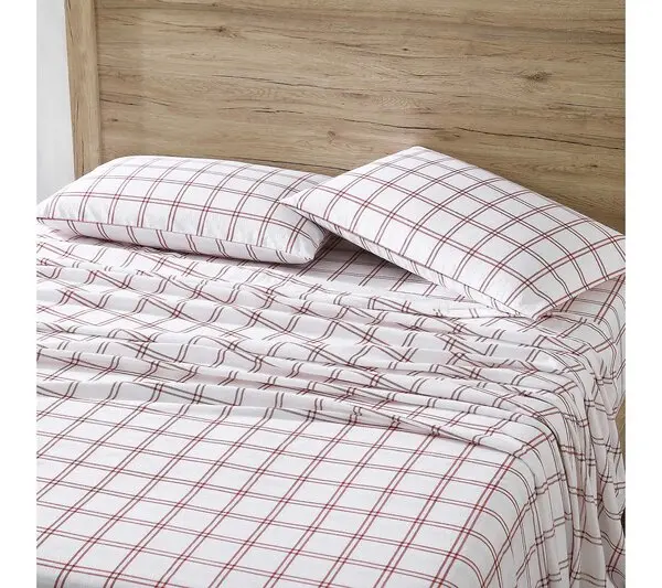 Eddie Bauer Westridge Plaid Orange Cotton Queen Sheet Set