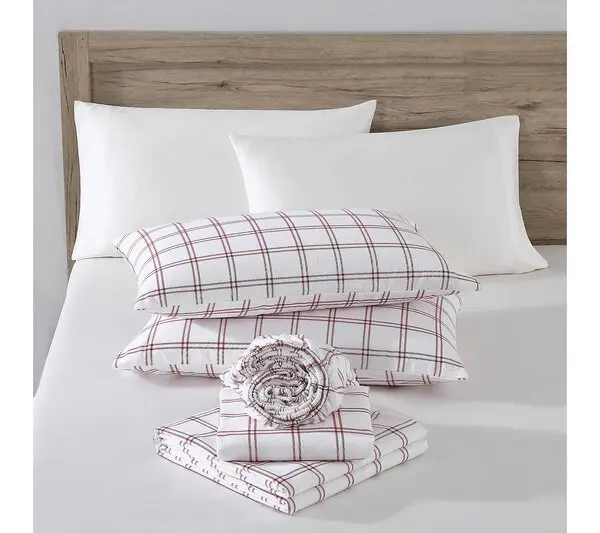 Eddie Bauer Westridge Plaid Orange Cotton Queen Sheet Set
