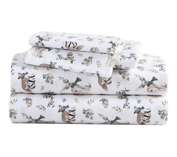 Eddie Bauer Woodland Friends Beige Cotton Full Sheet Set - One-color