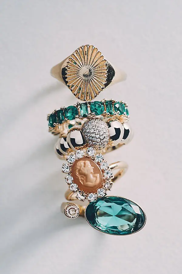 Anthropologie Glam Puff Cocktail Ring - Gold