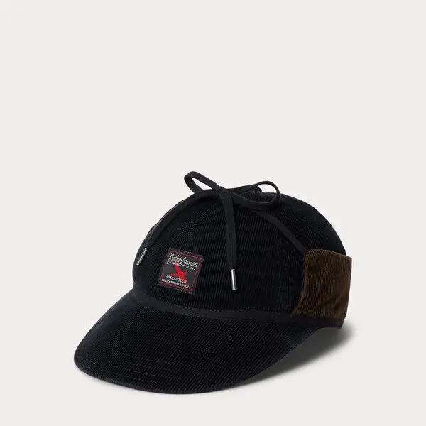 Ralph Lauren Corduroy Earflap Cap - Polo Black