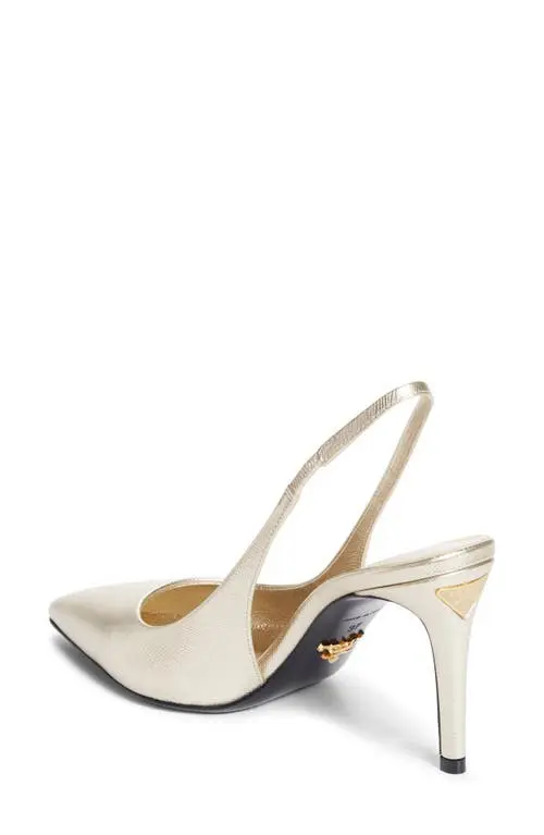 Prada Saffiano Leather Slingback Pump - Pirite
