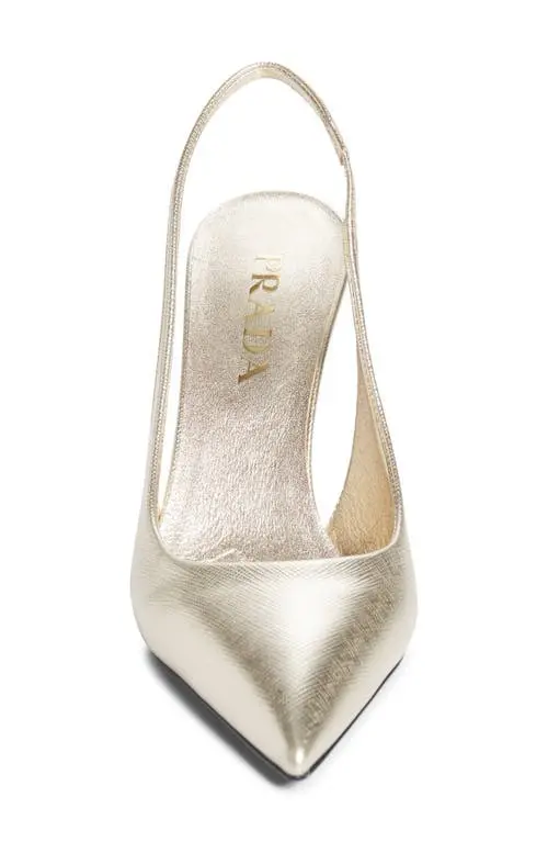 Prada Saffiano Leather Slingback Pump - Pirite