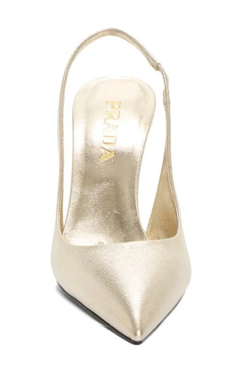 Prada Saffiano Leather Slingback Pump - Pirite