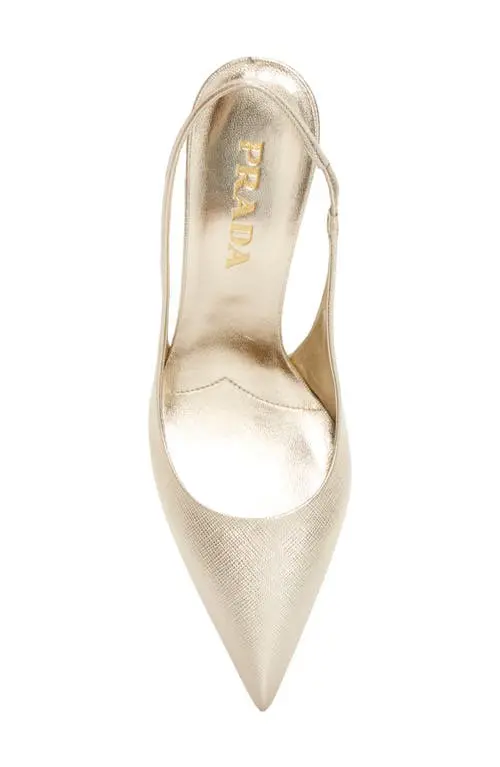Prada Saffiano Leather Slingback Pump - Pirite