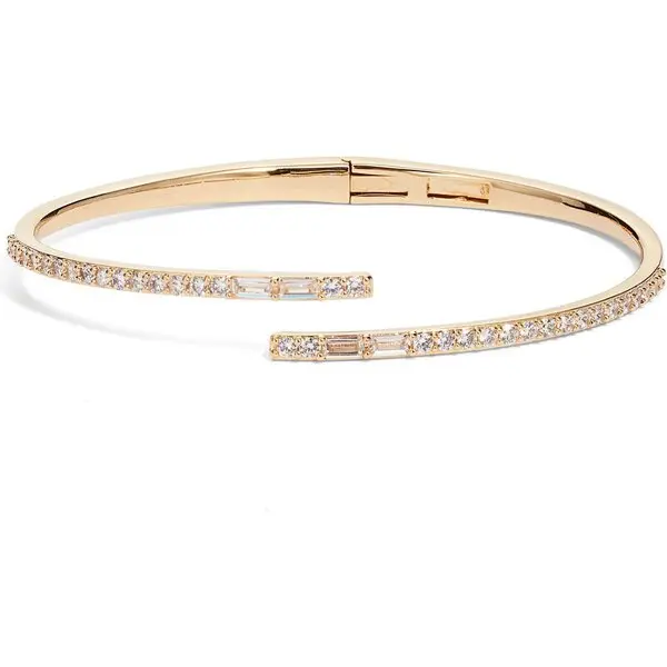 Nordstrom Cubic Zirconia Overlap Cuff Bracelet - Clear- Gold