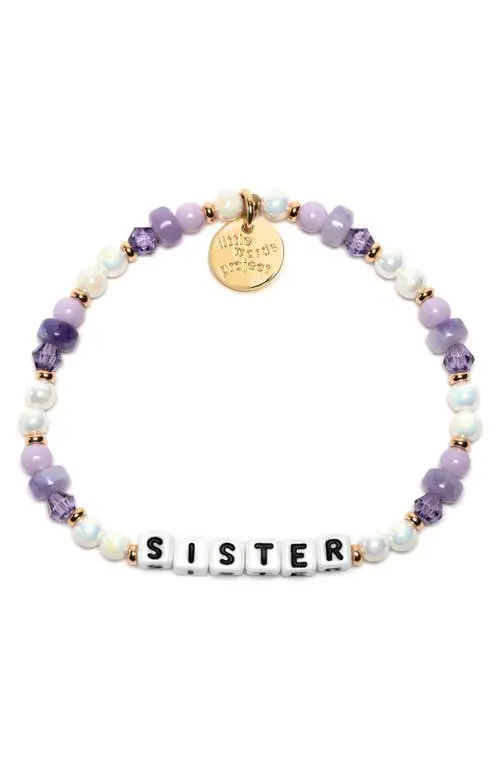 LITTLE WORDS PROJECT Sister Beaded Stretch Bracelet - White