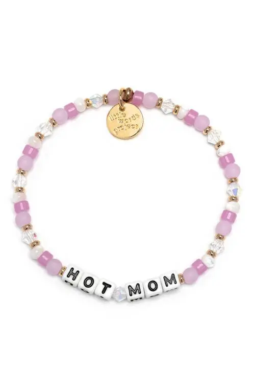 LITTLE WORDS PROJECT Hot Mom Beaded Stretch Bracelet - White/purple