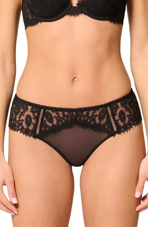 Simone Perele Lace Trim Tulle Briefs - Black