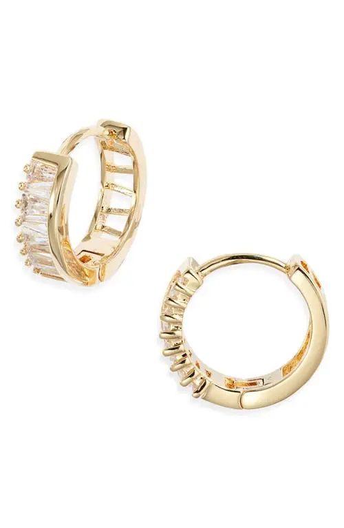 Nordstrom Trillion Cubic Zirconia Huggie Hoop Earrings - Clear- Gold
