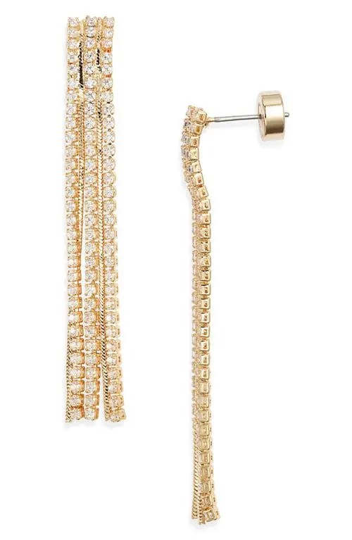Nordstrom Pavé Fringe Drop Earrings - Clear- Gold