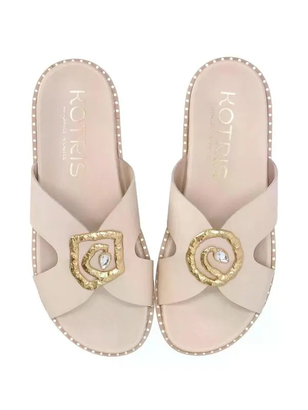 KOTRIS SANDALS Embellished Leather Sandals - Neutrals