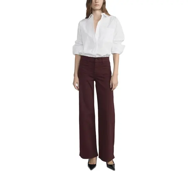 FRAME Le Slim High Rise Palazzo Jeans - Cabernet