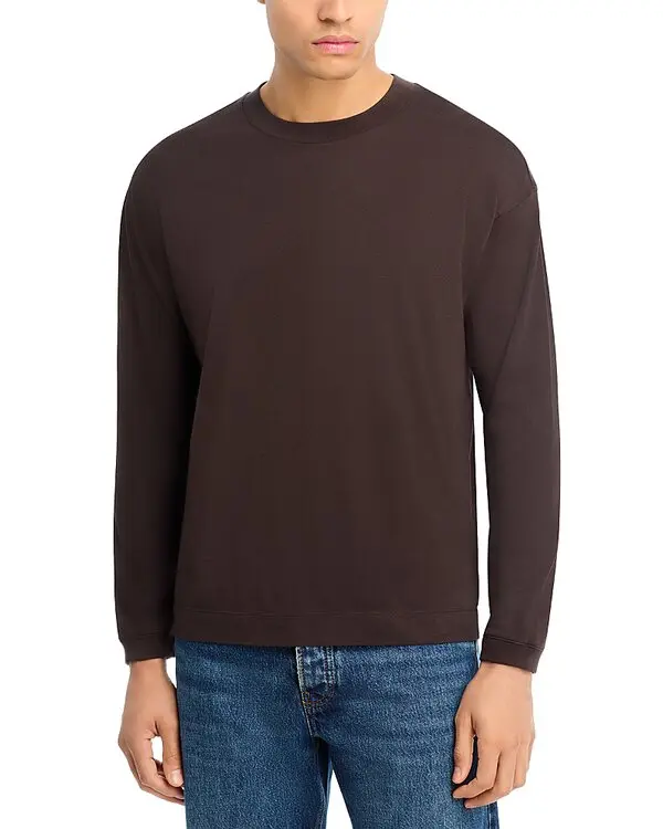 FRAME Light Cotton Long Sleeve Cotton Tee - Chocolate