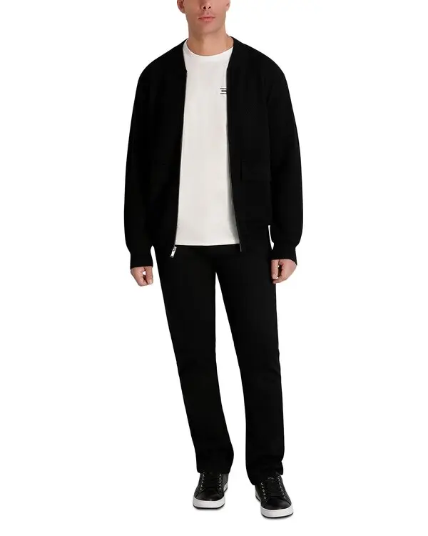 Karl Lagerfeld Paris Textured Bomber Jacket - Black