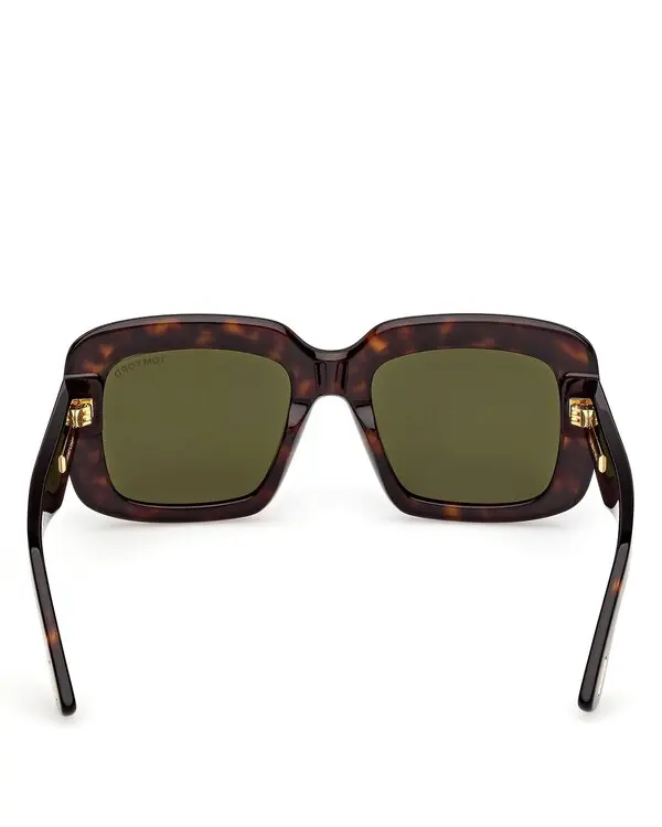 TOM FORD Square Sunglasses, 53mm - Havana/green