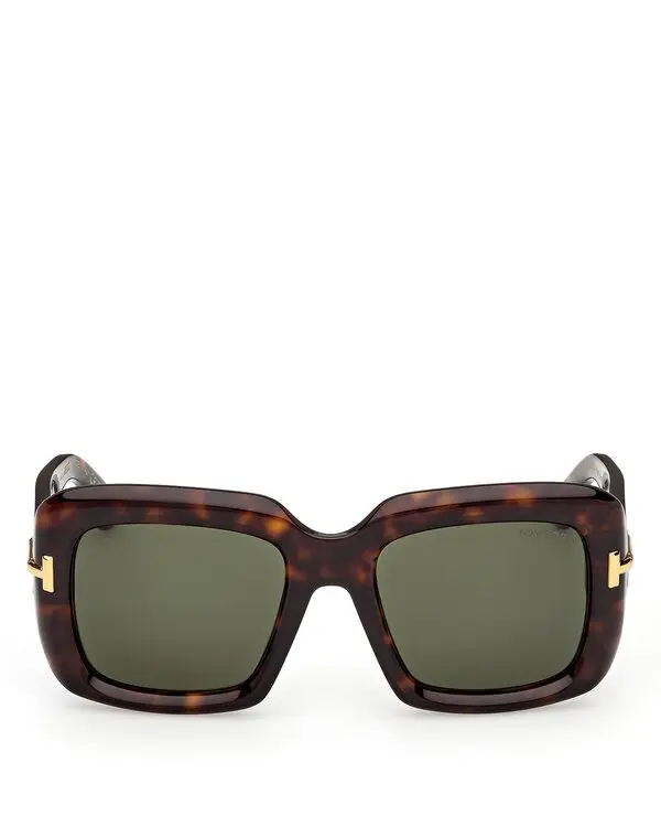TOM FORD Square Sunglasses, 53mm - Havana/green