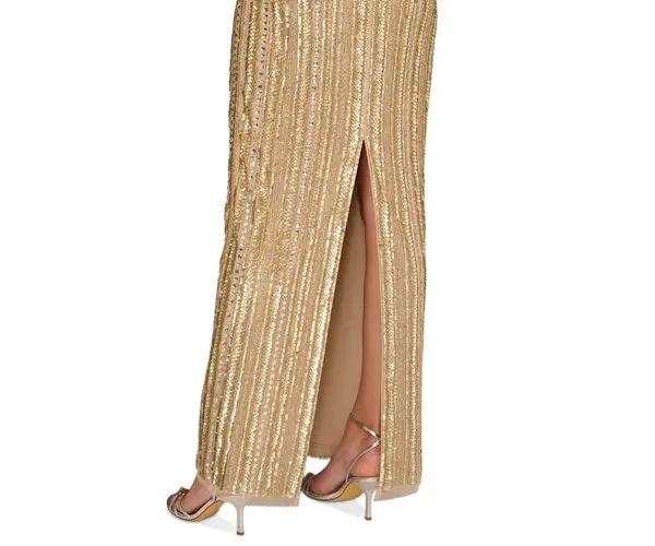 Aidan Mattox Beaded Off-the-shoulder Gown