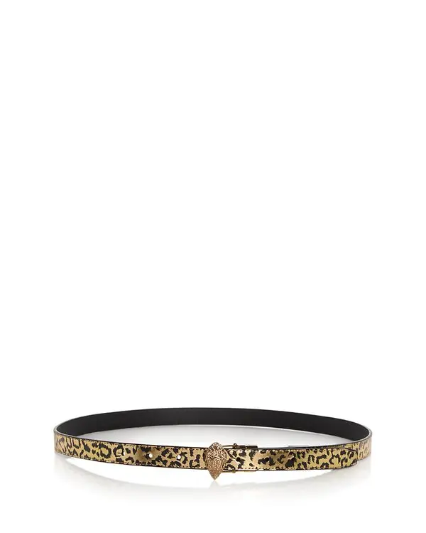 Kurt Geiger Reversible Leopard Leather Belt - Gold