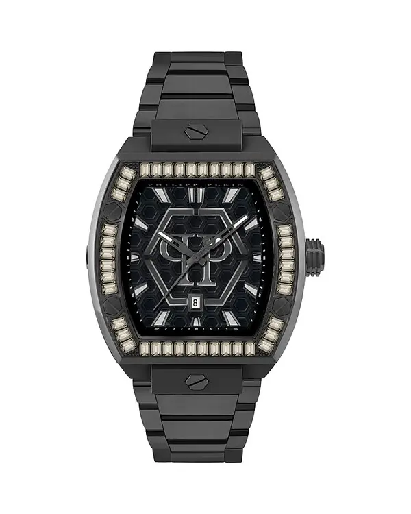Philipp Plein The Hexagon Phantom Crystal Watch, 44mm - Black/black