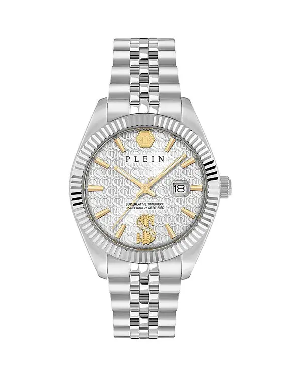 Philipp Plein Date Superlative 41mm Crystal Watch - Silver/silver