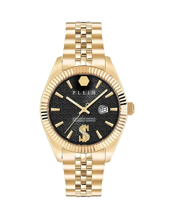Philipp Plein Date Superlative Crystal Watch - Black/gold