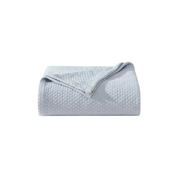 Vera Wang Matelasse Woven Cotton Blanket, King - Light Grey