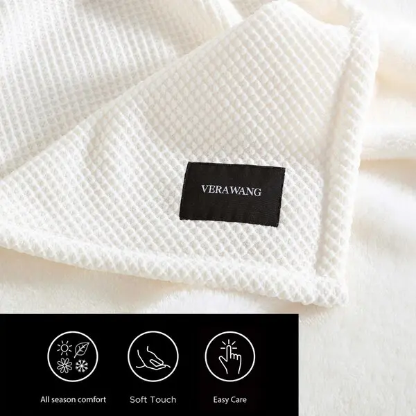 Vera Wang Chenille Jacquard Plush Blanket, Full/queen - Light Beige