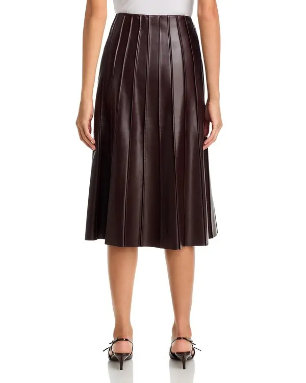 SIONI Faux Leather Piped Skirt - Dark Chocolate