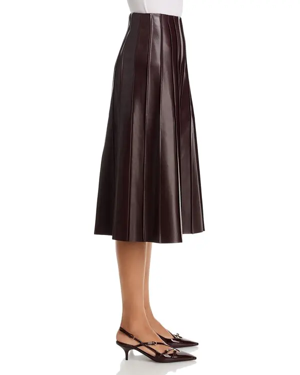 SIONI Faux Leather Piped Skirt - Dark Chocolate