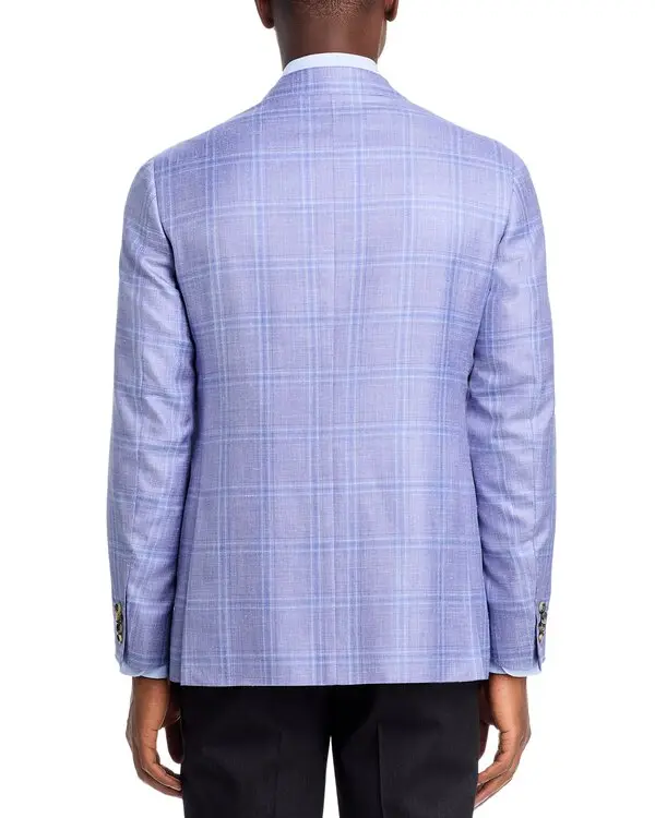 Canali Kei Wool, Silk, & Linen Plaid Sportcoat - Purple