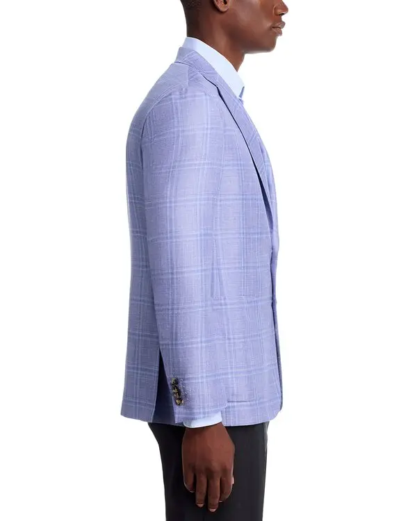 Canali Kei Wool, Silk, & Linen Plaid Sportcoat - Purple