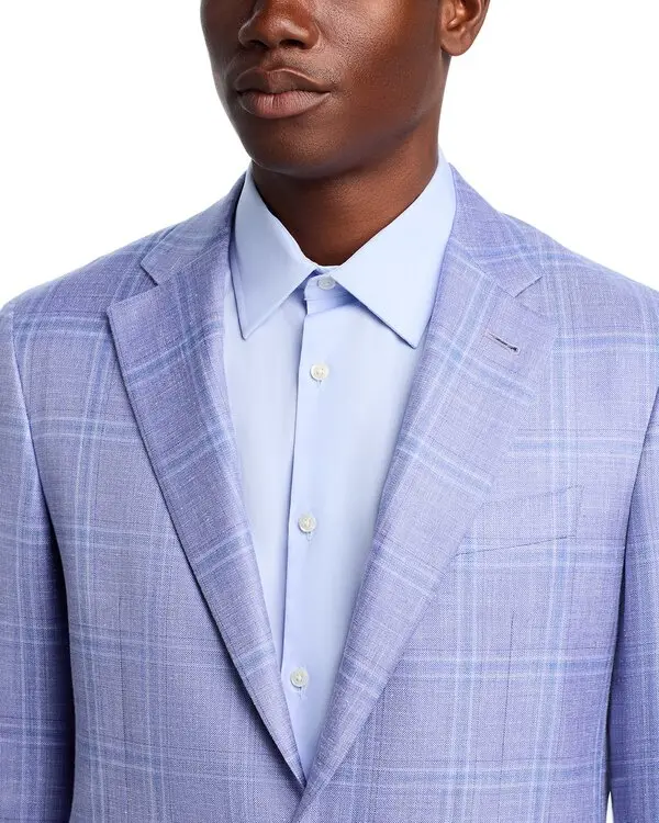 Canali Kei Wool, Silk, & Linen Plaid Sportcoat - Purple