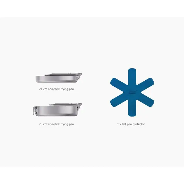 JOSEPH JOSEPH Space Steel Two Piece Ceramic Non-stick Fry Pan Set With Folding Handles
