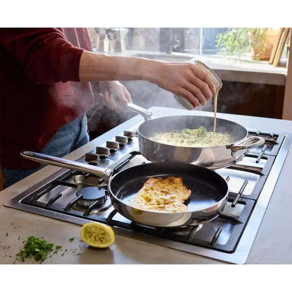 JOSEPH JOSEPH Space Steel Two Piece Ceramic Non-stick Fry Pan Set With Folding Handles