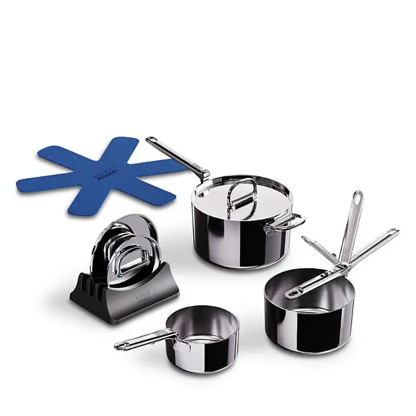 JOSEPH JOSEPH Space Steel Six Piece Stainless Steel Saucepan Set With Folding Handles - Silver