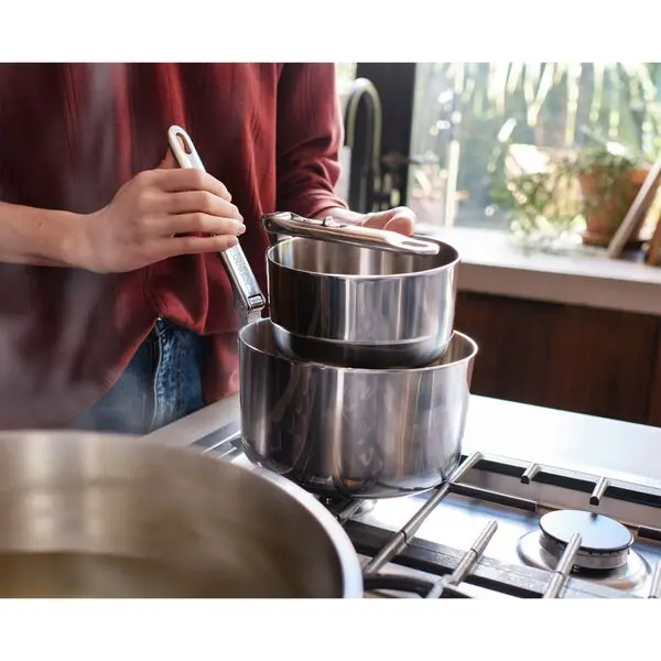 JOSEPH JOSEPH Space Steel Six Piece Stainless Steel Saucepan Set With Folding Handles