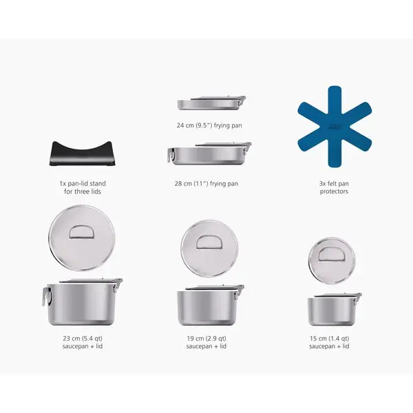 JOSEPH JOSEPH Space Steel Eight Piece Stainless Steel Cookware Set With Folding Handles