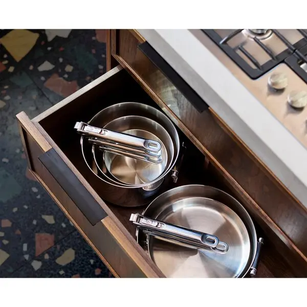 JOSEPH JOSEPH Space Steel Eight Piece Stainless Steel Cookware Set With Folding Handles