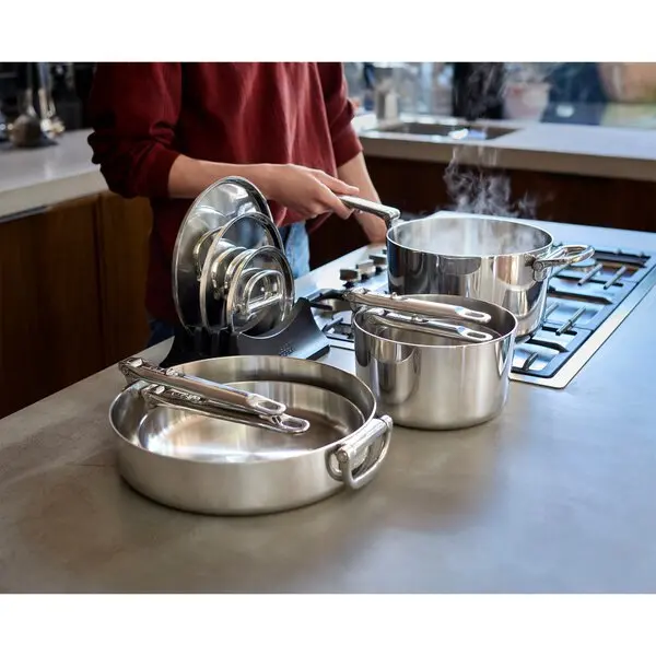 JOSEPH JOSEPH Space Steel Eight Piece Stainless Steel Cookware Set With Folding Handles