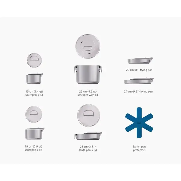 JOSEPH JOSEPH Space Steel 10 Piece Stainless Steel Cookware Set With Folding Handles