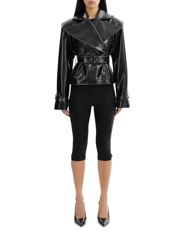LAMARQUE Belted Faux Leather Jacket