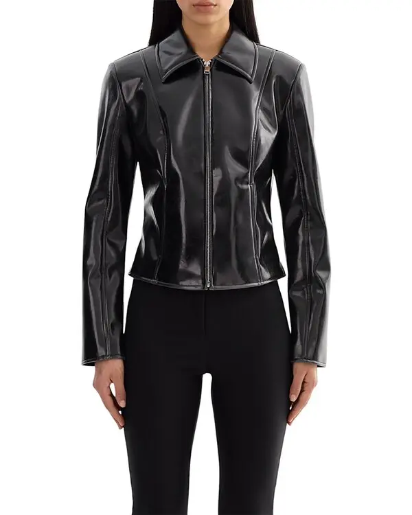 LAMARQUE Faux Leather Zip-up Jacket