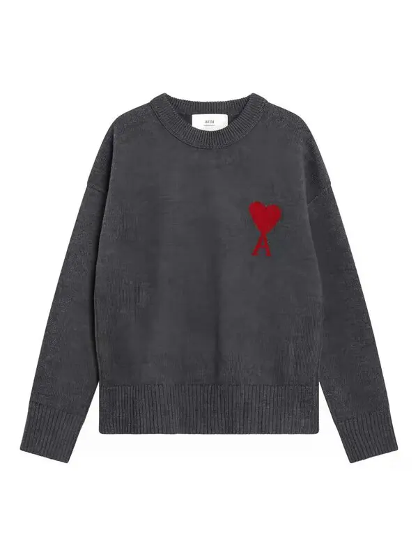 AMI Paris De Coeur Cotton Sweater - Grey